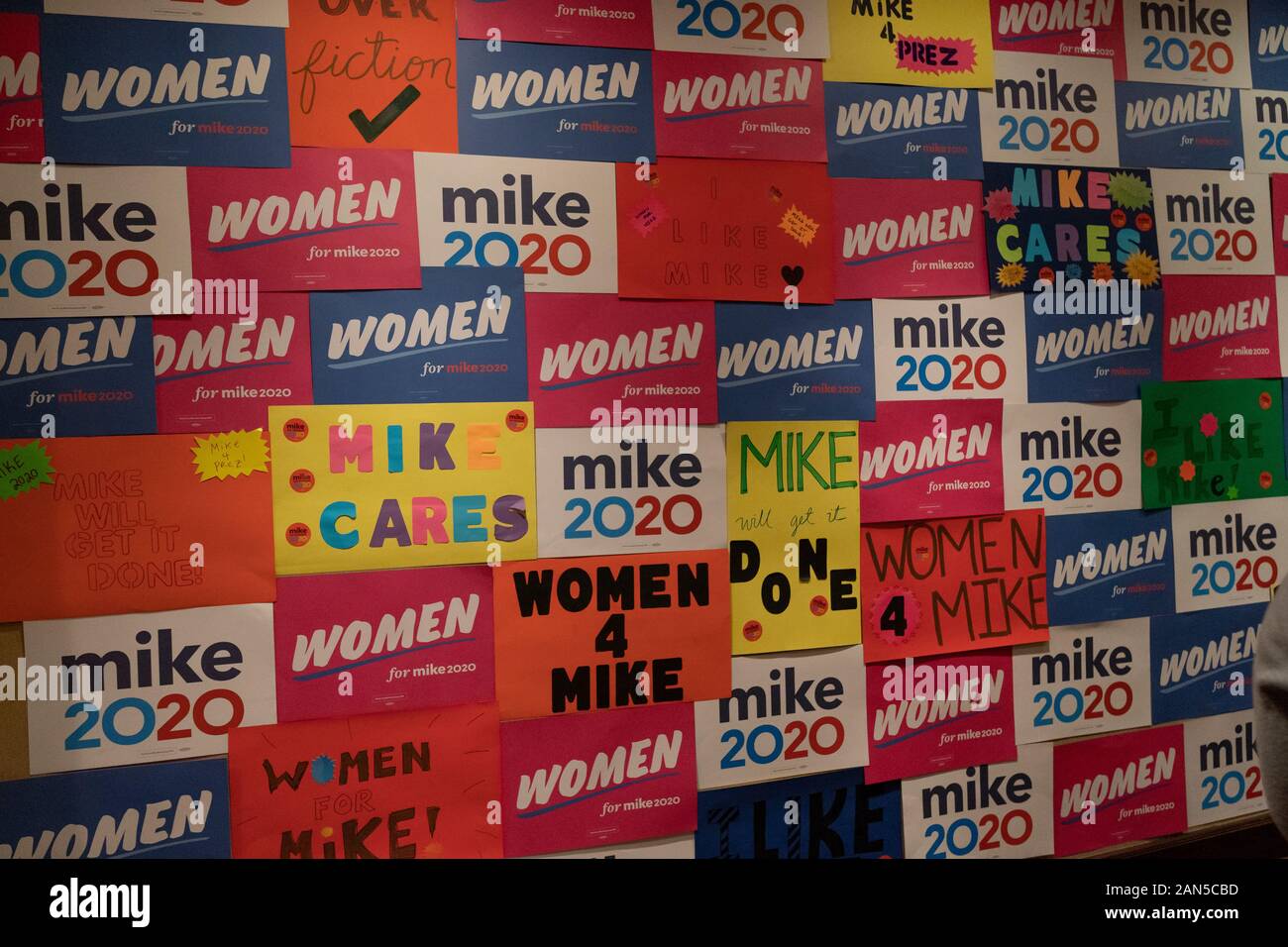 New York, NY - January 15, 2020: Campaign posters displayed during Mike ...