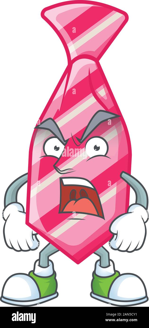 Pink stripes tie cartoon character design having angry face Stock ...