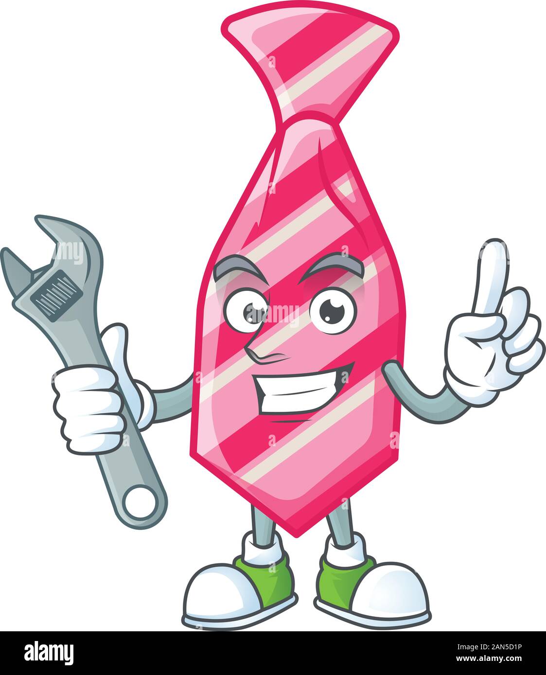 Smart Mechanic pink stripes tie cartoon character design Stock Vector ...