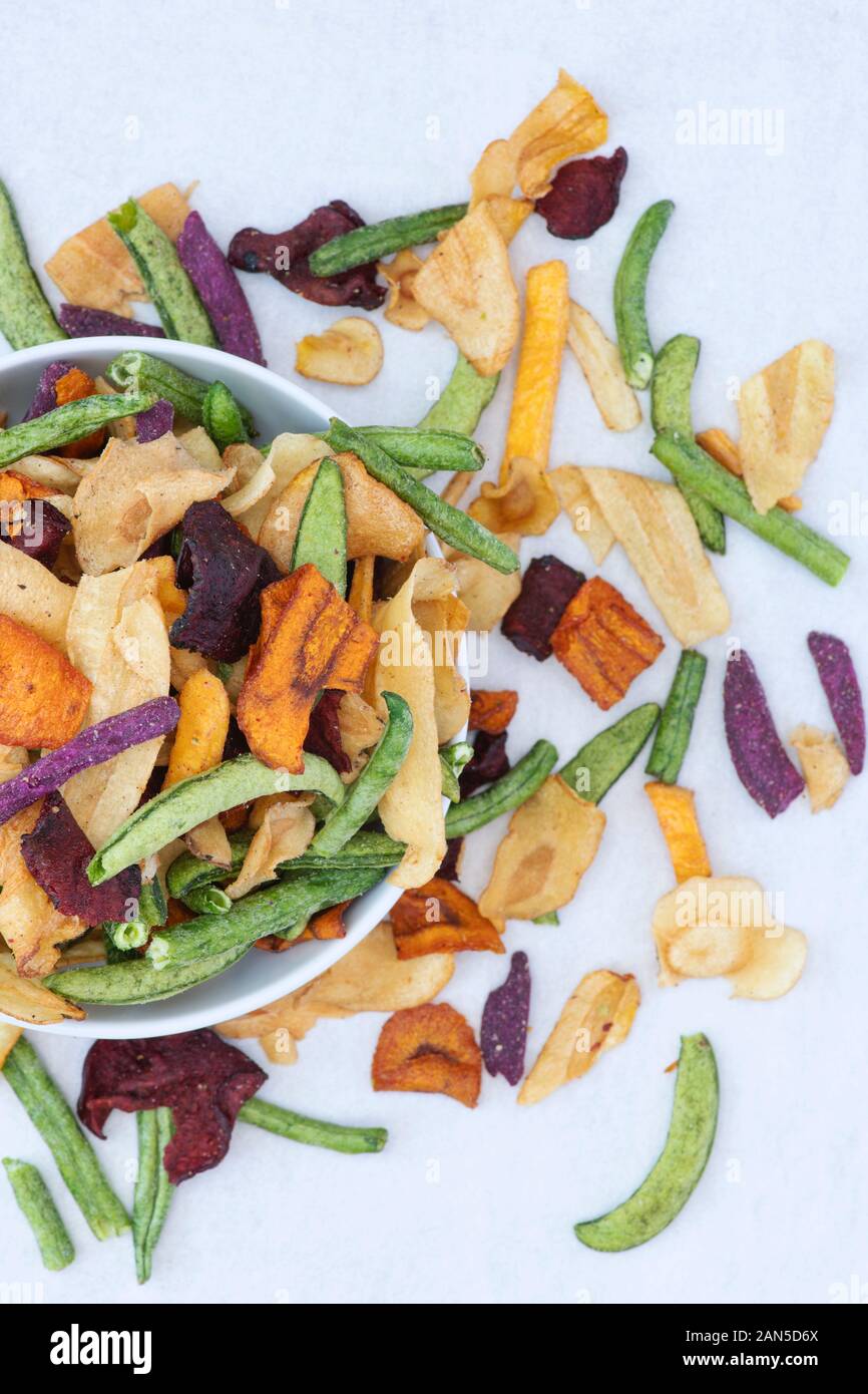 Emily bean and pea vegetable crisps with sweet potato sticks and ...