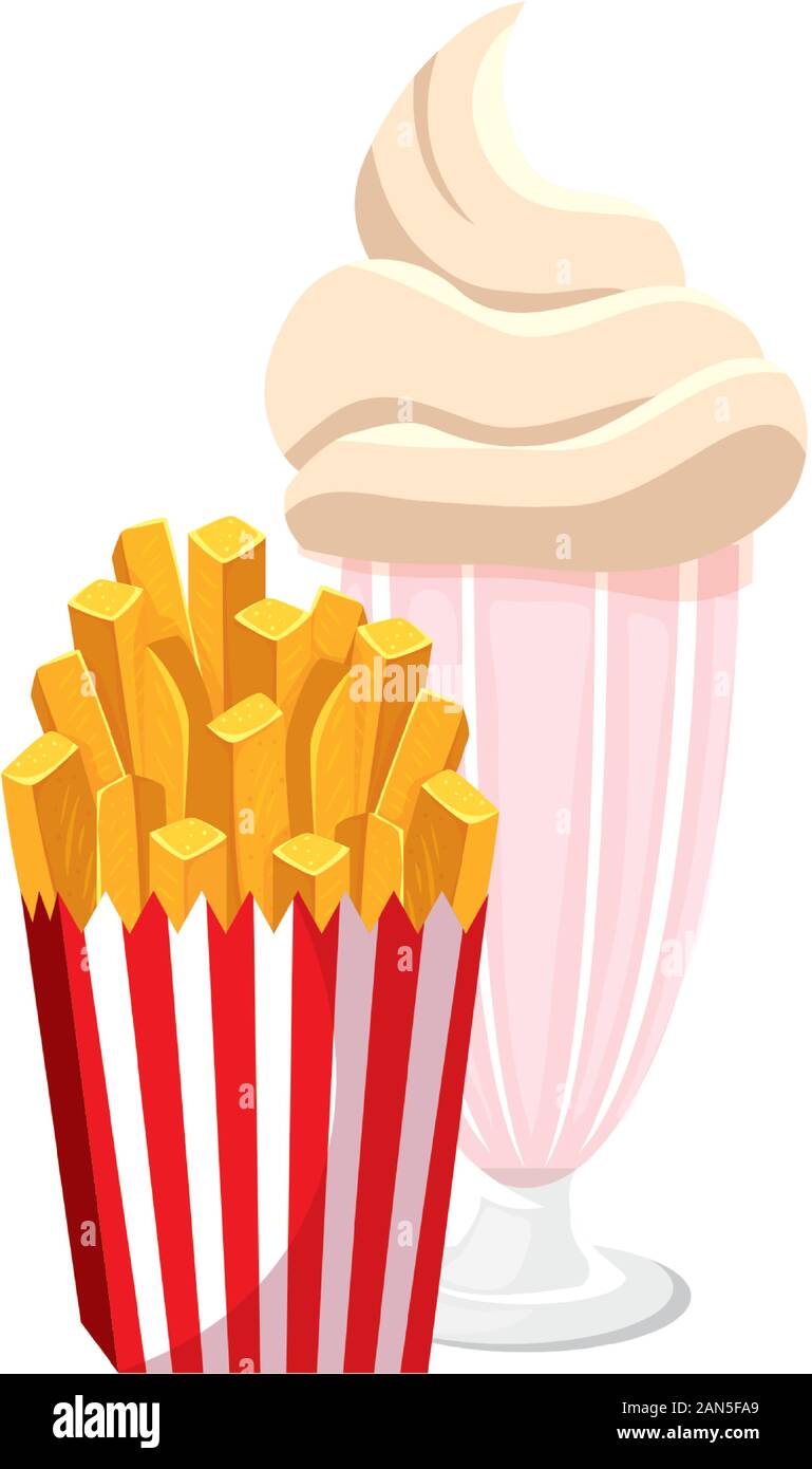 Cartoon Fries And Shake