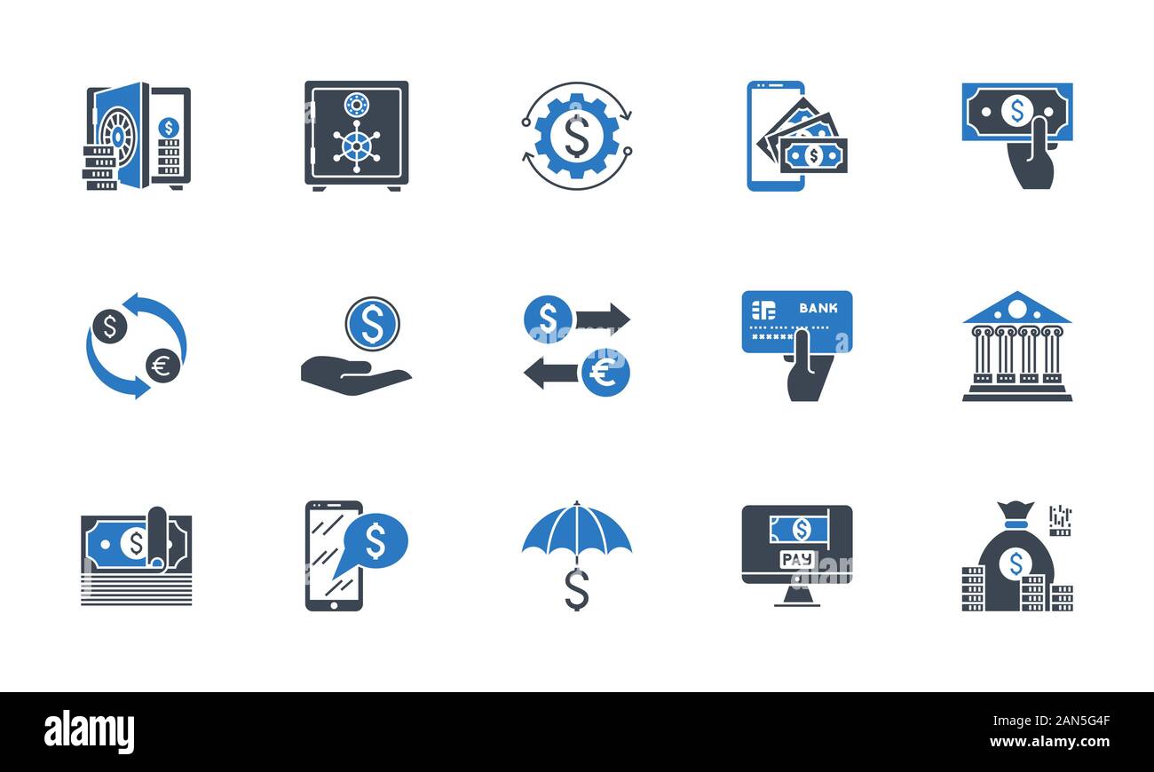 Blue line mobile banking icon Cut Out Stock Images & Pictures - Alamy