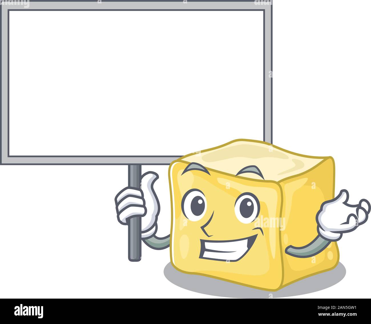 A cute picture of creamy butter cute cartoon character bring a board ...