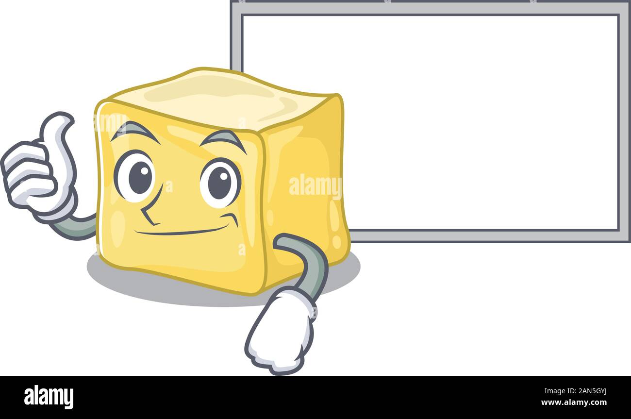Thumbs up of creamy butter cartoon design with board Stock Vector Image ...