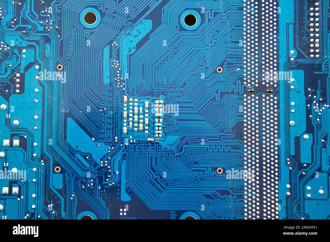 Printed circuit boards of computer motherboard close-up. Electronic and ...