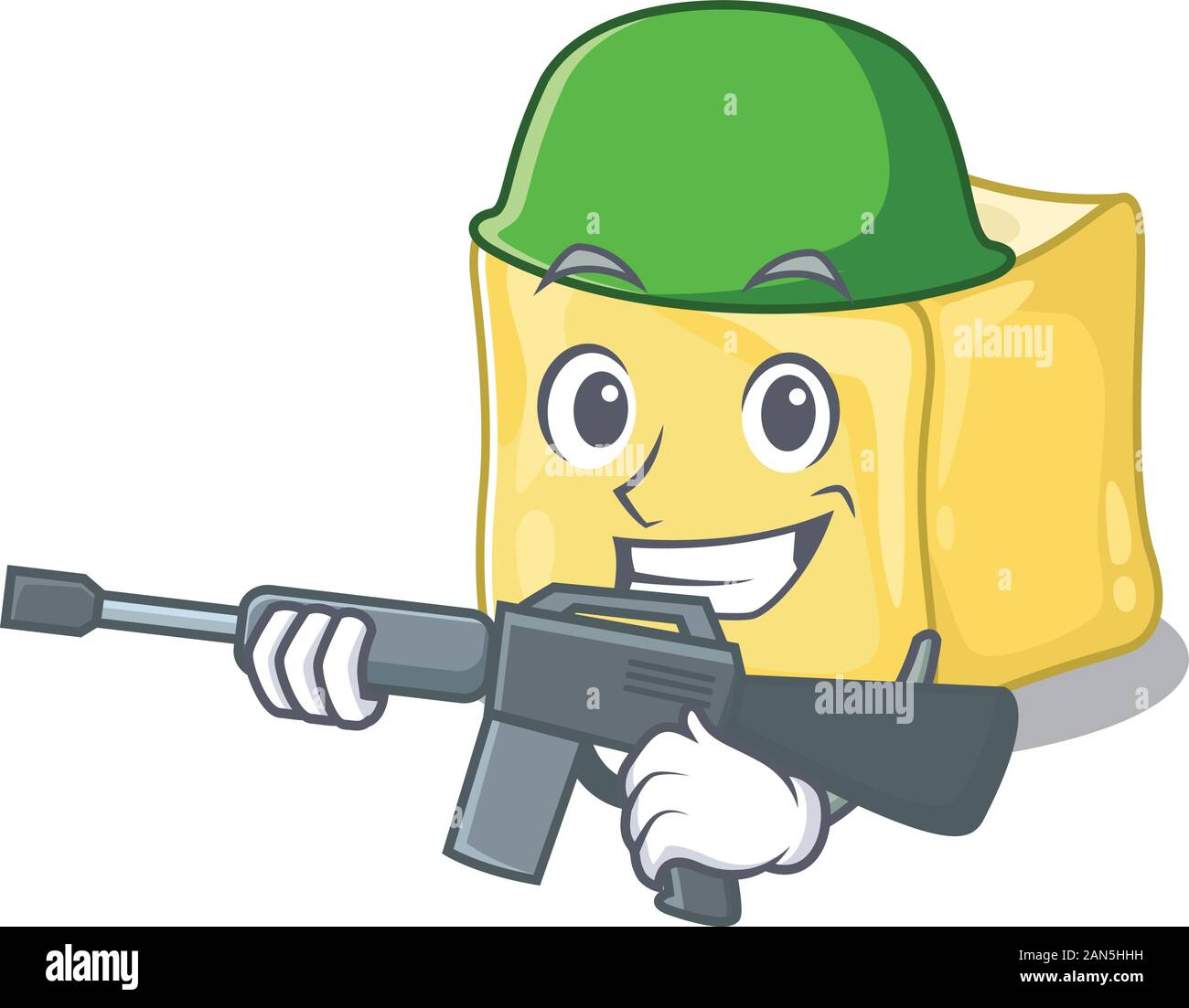 A cartoon design of creamy butter Army with machine gun Stock Vector ...