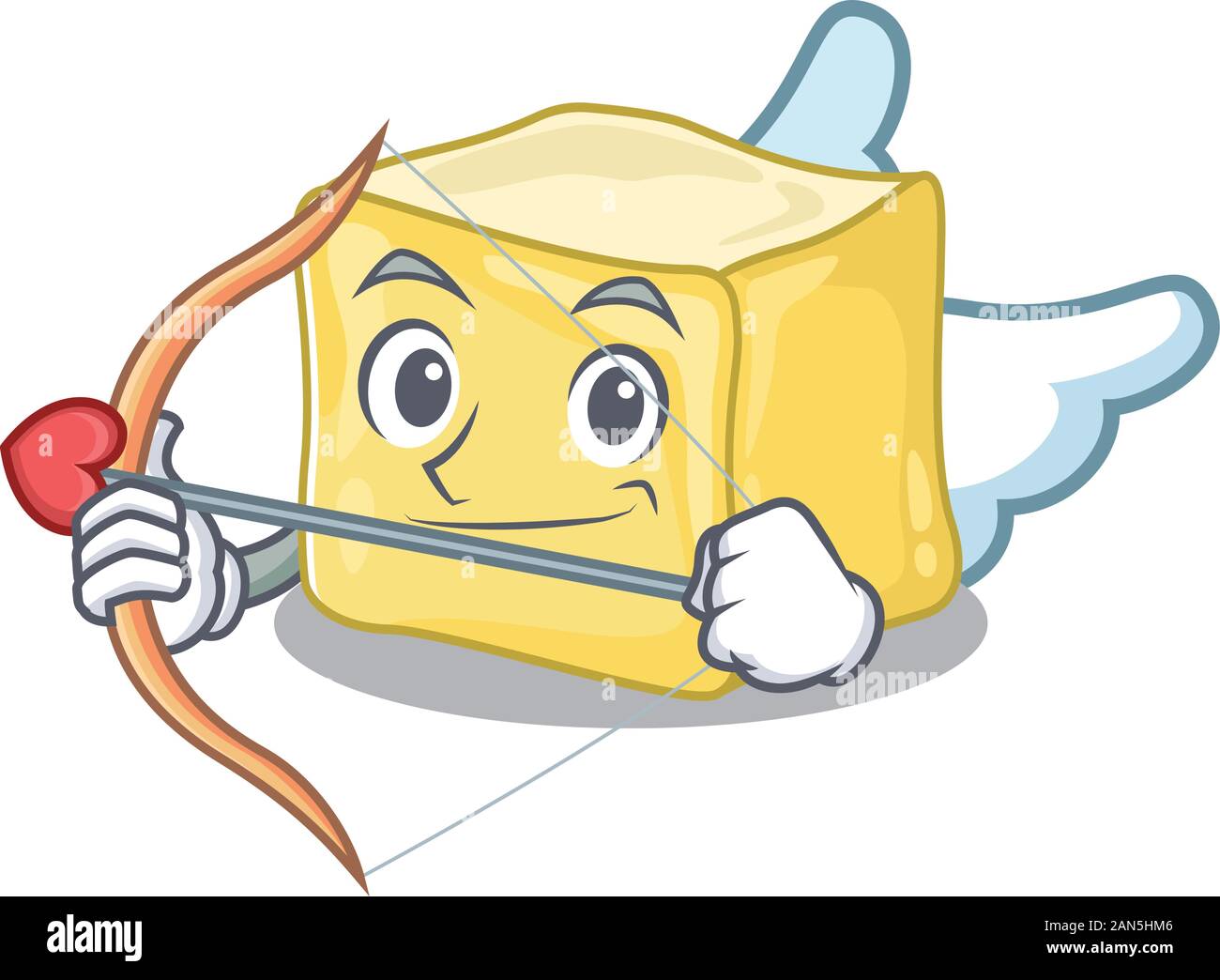 Romantic creamy butter Cupid cartoon character with arrow and wings ...
