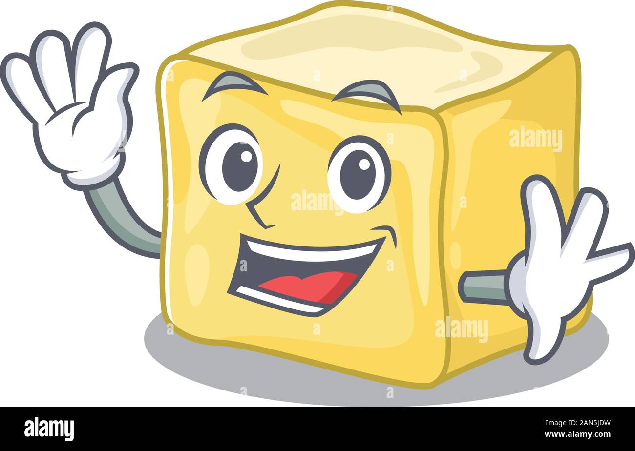 Waving friendly creamy butter cartoon character design Stock Vector ...