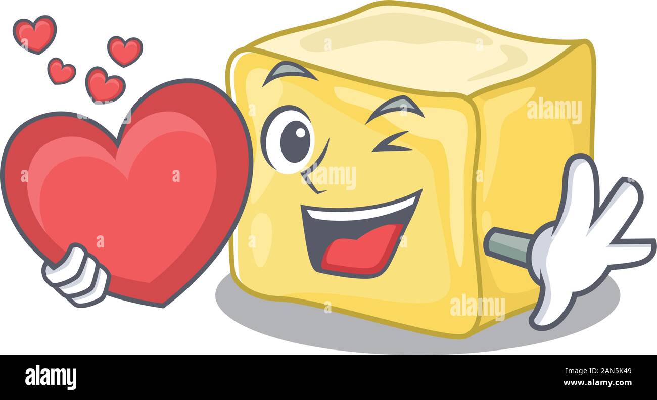 Funny Face creamy butter cartoon character holding a heart Stock Vector ...