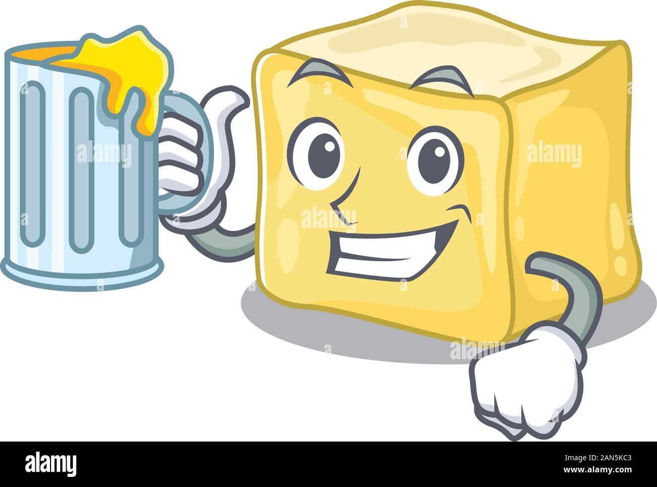 Happy creamy butter mascot design with a big glass Stock Vector Image ...