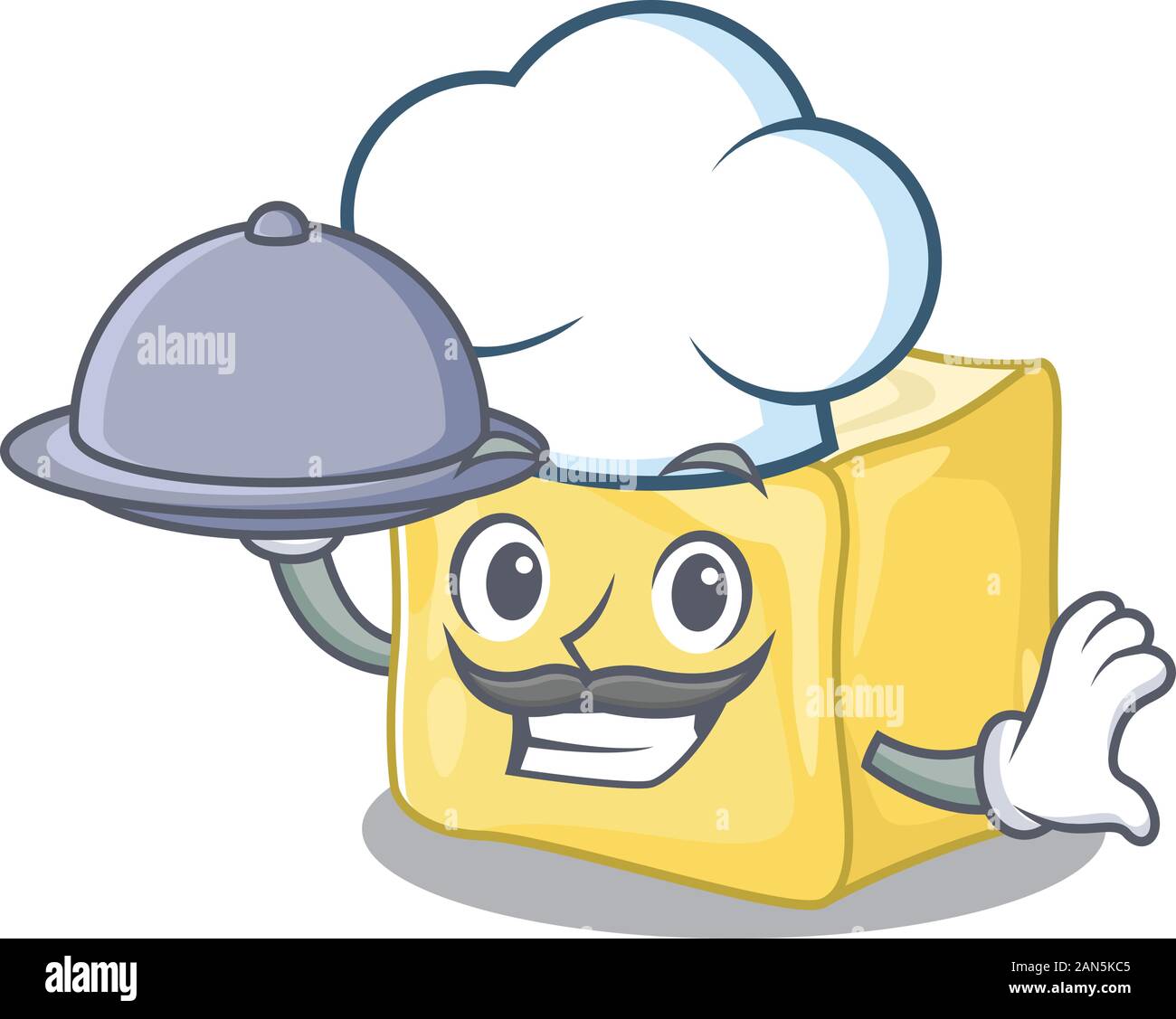 cartoon design of creamy butter as a Chef having food on tray Stock ...