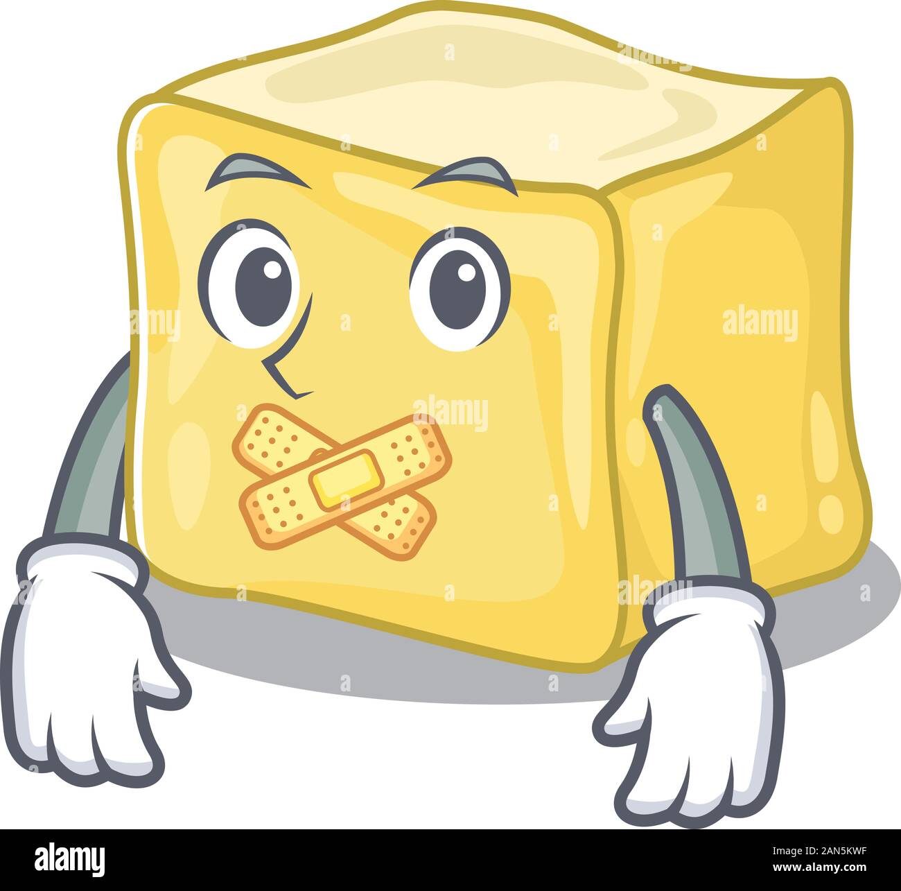 a silent gesture of creamy butter mascot cartoon character design Stock ...