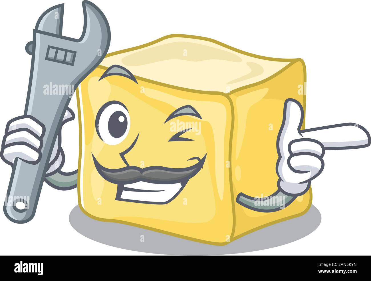 Smart Mechanic creamy butter cartoon character design Stock Vector ...