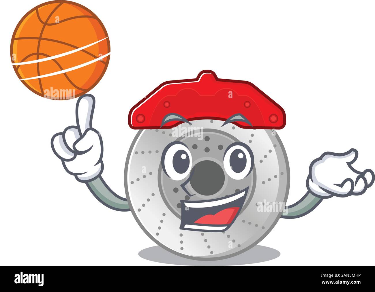 A mascot picture of car brake cartoon character playing basketball ...