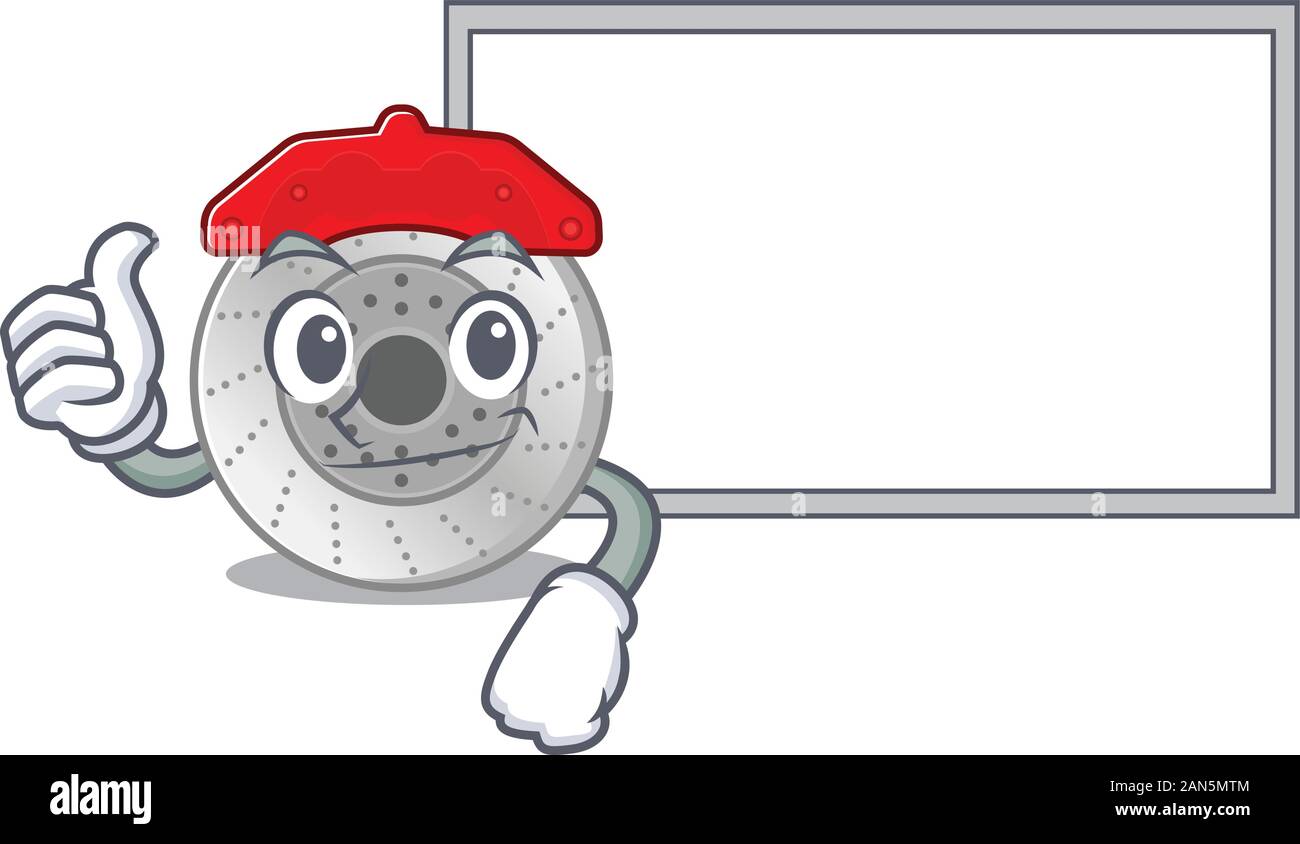 Thumbs up of car brake cartoon design with board Stock Vector Image ...