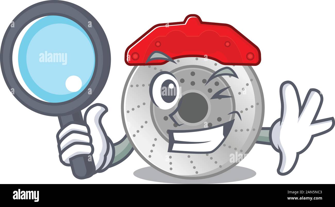 Cool and Smart car brake Detective cartoon mascot style Stock Vector ...