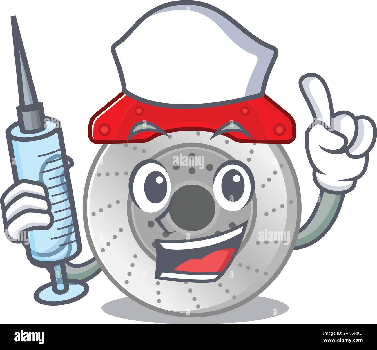 Smiley Nurse car brake cartoon character with a syringe Stock Vector ...