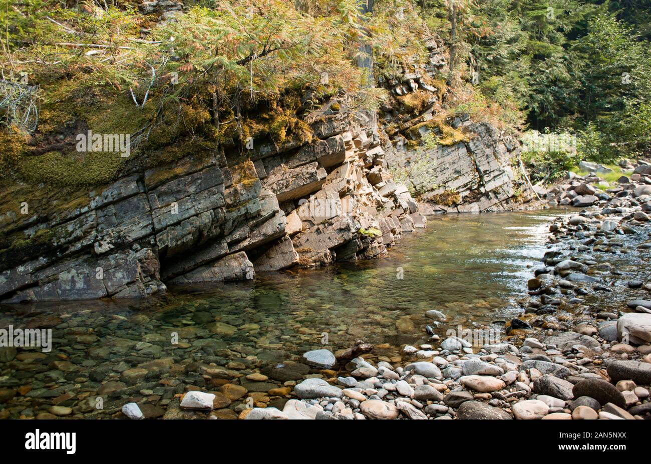 A clear pool along a rock face on the North Fork of Callahan Creek, in ...