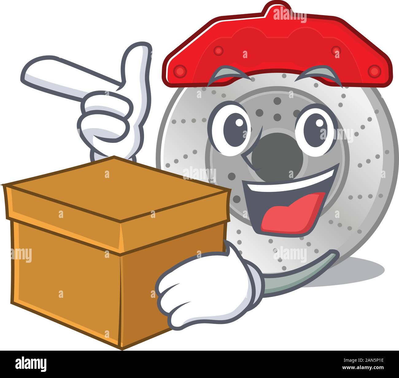 Cute car brake cartoon character having a box Stock Vector Image & Art ...