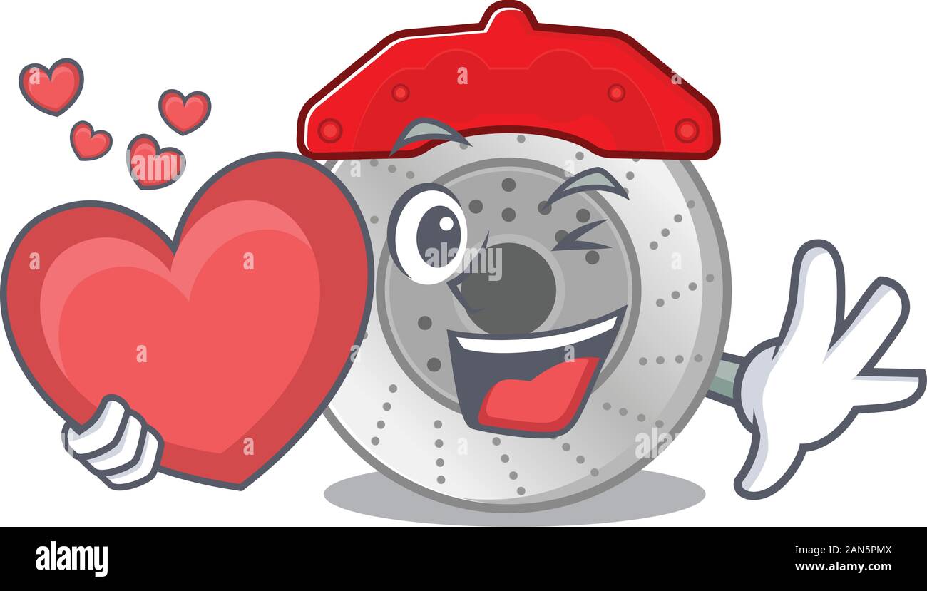Funny Face car brake cartoon character holding a heart Stock Vector ...