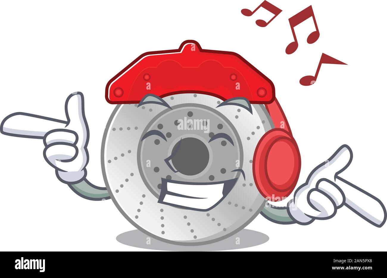 Listening music car brake mascot cartoon character design Stock Vector ...