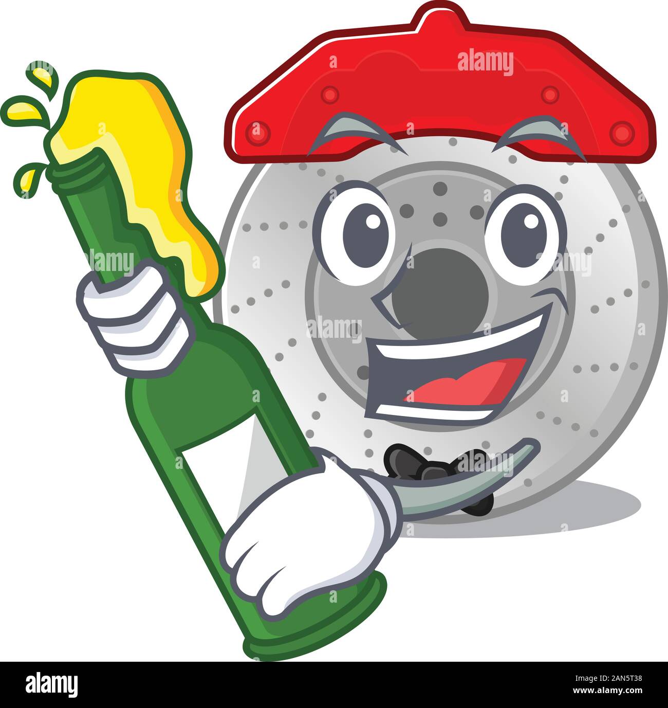 mascot cartoon design of car brake with bottle of beer Stock Vector ...
