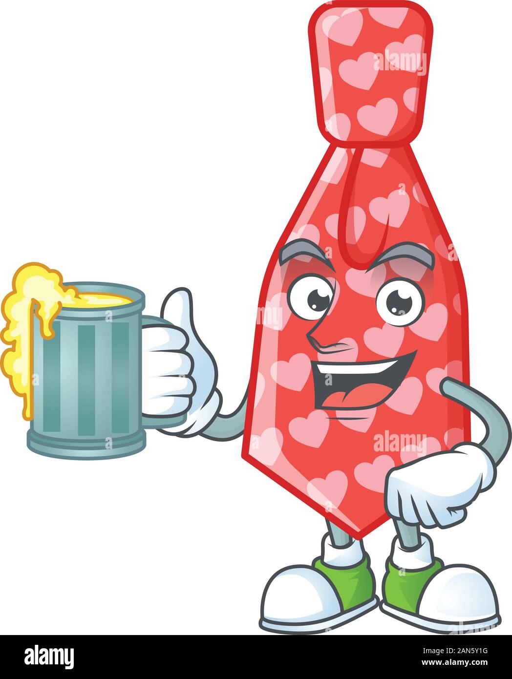 Happy red love tie mascot design with a big glass Stock Vector Image ...
