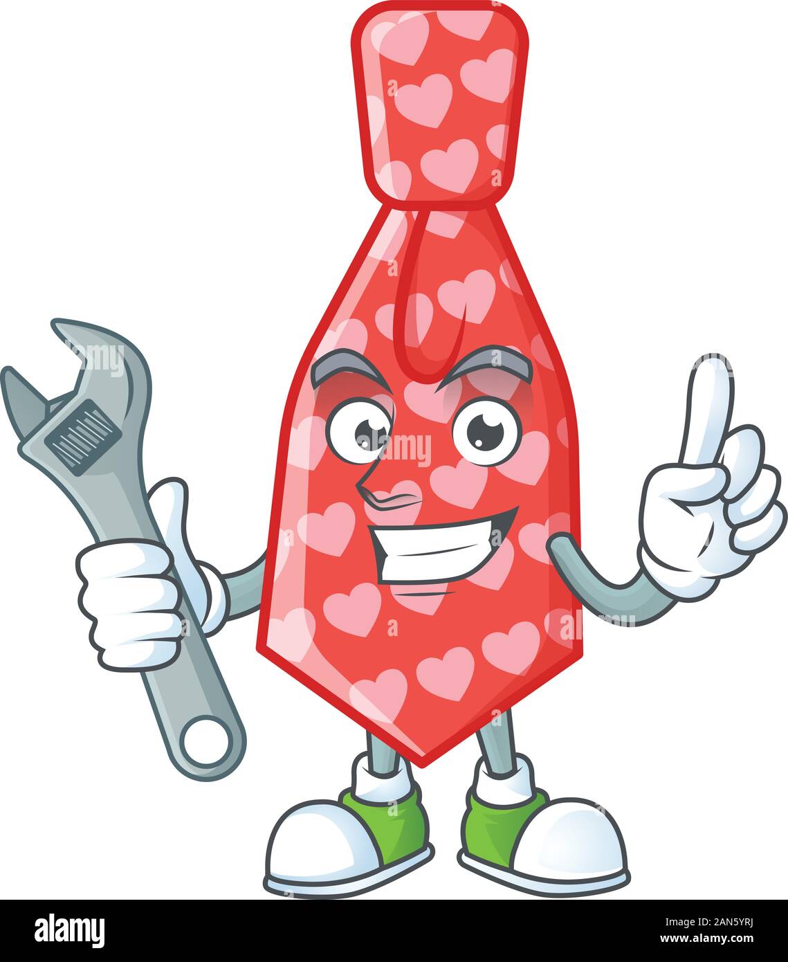 Smart Mechanic red love tie cartoon character design Stock Vector Image ...