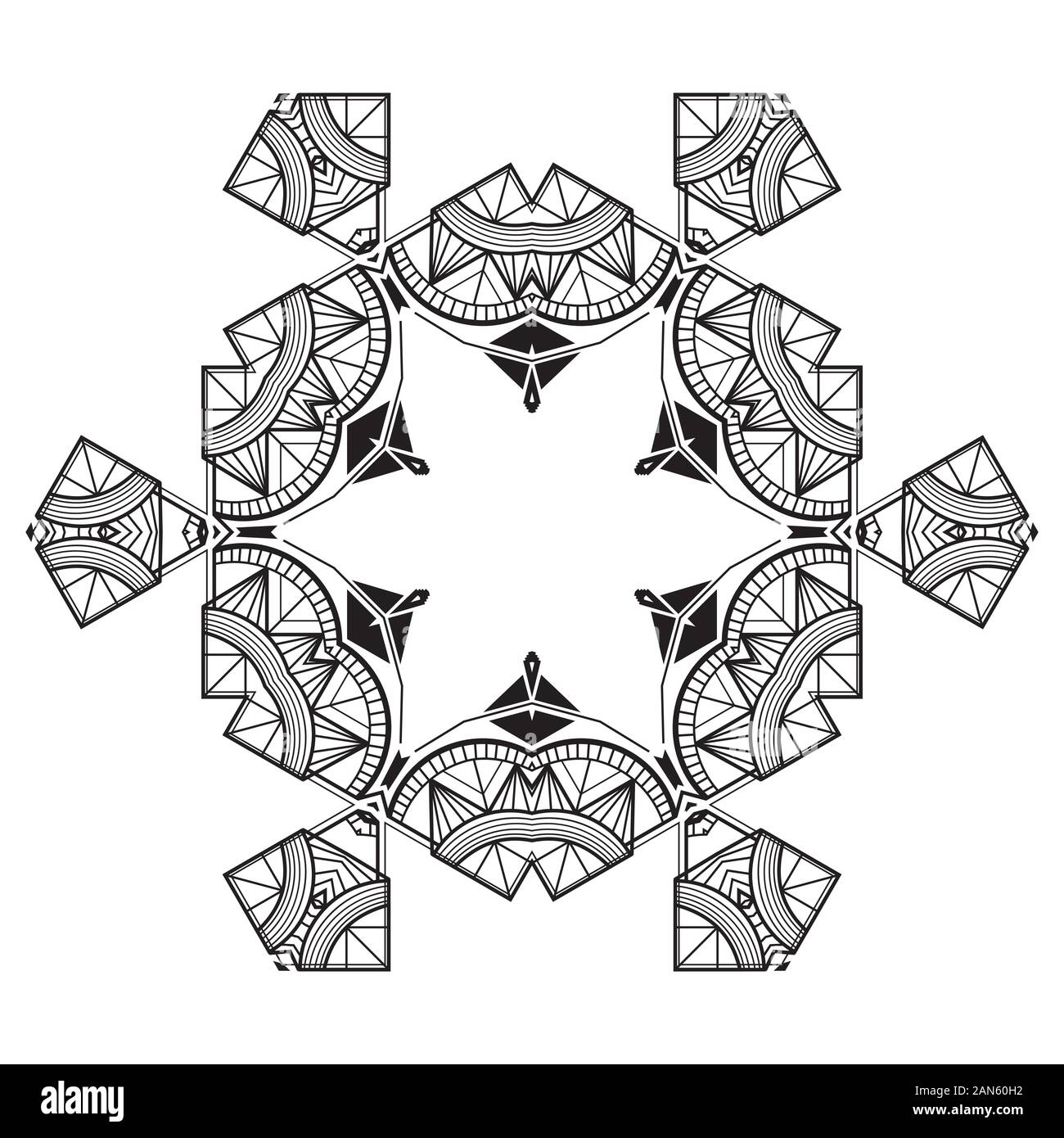 Decorative geometric snowflake, retro art deco style ornament Stock ...