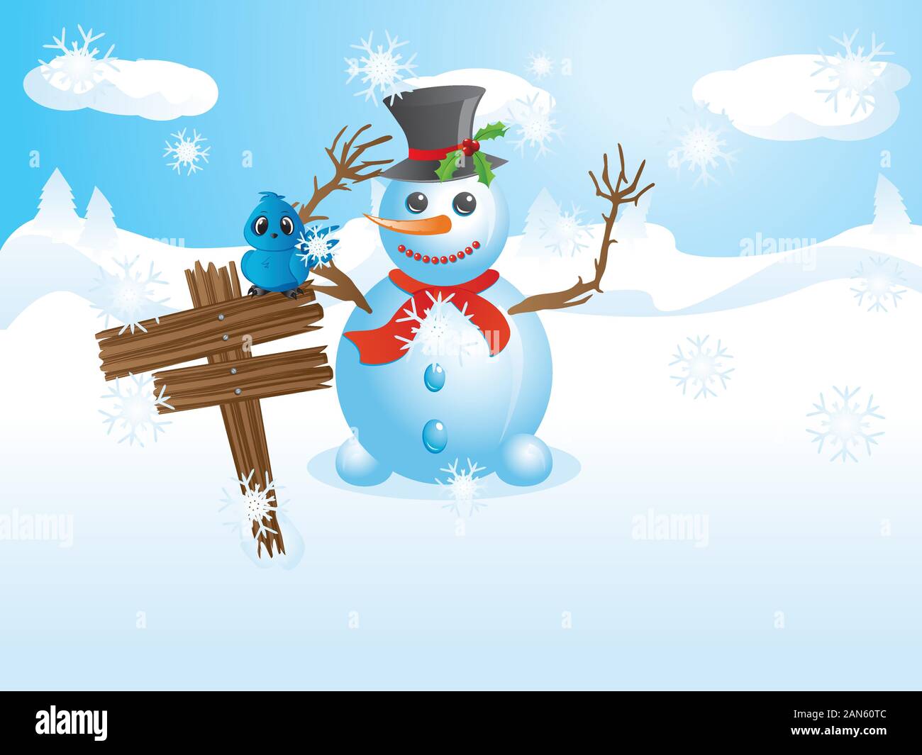 Snowman on snow outdoor Stock Vector Images - Alamy