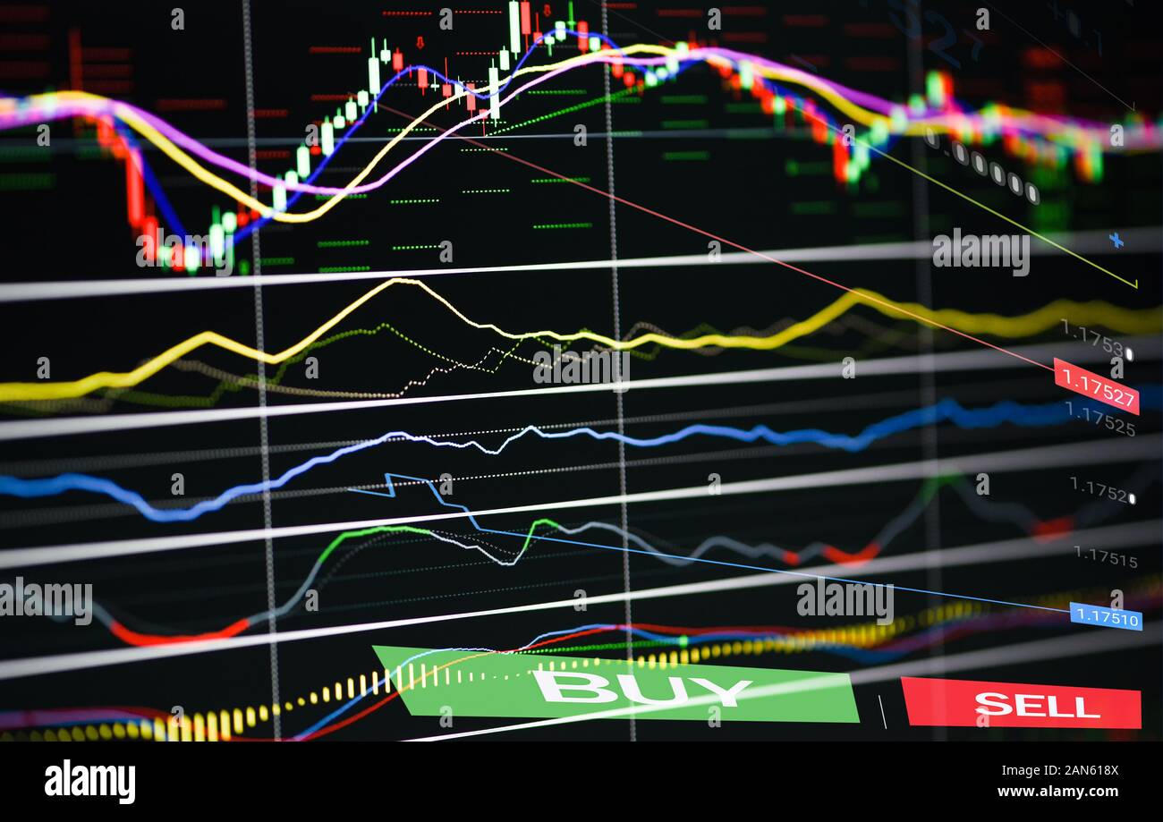 Stock market graph business up trend / forex trading and candlestick ...
