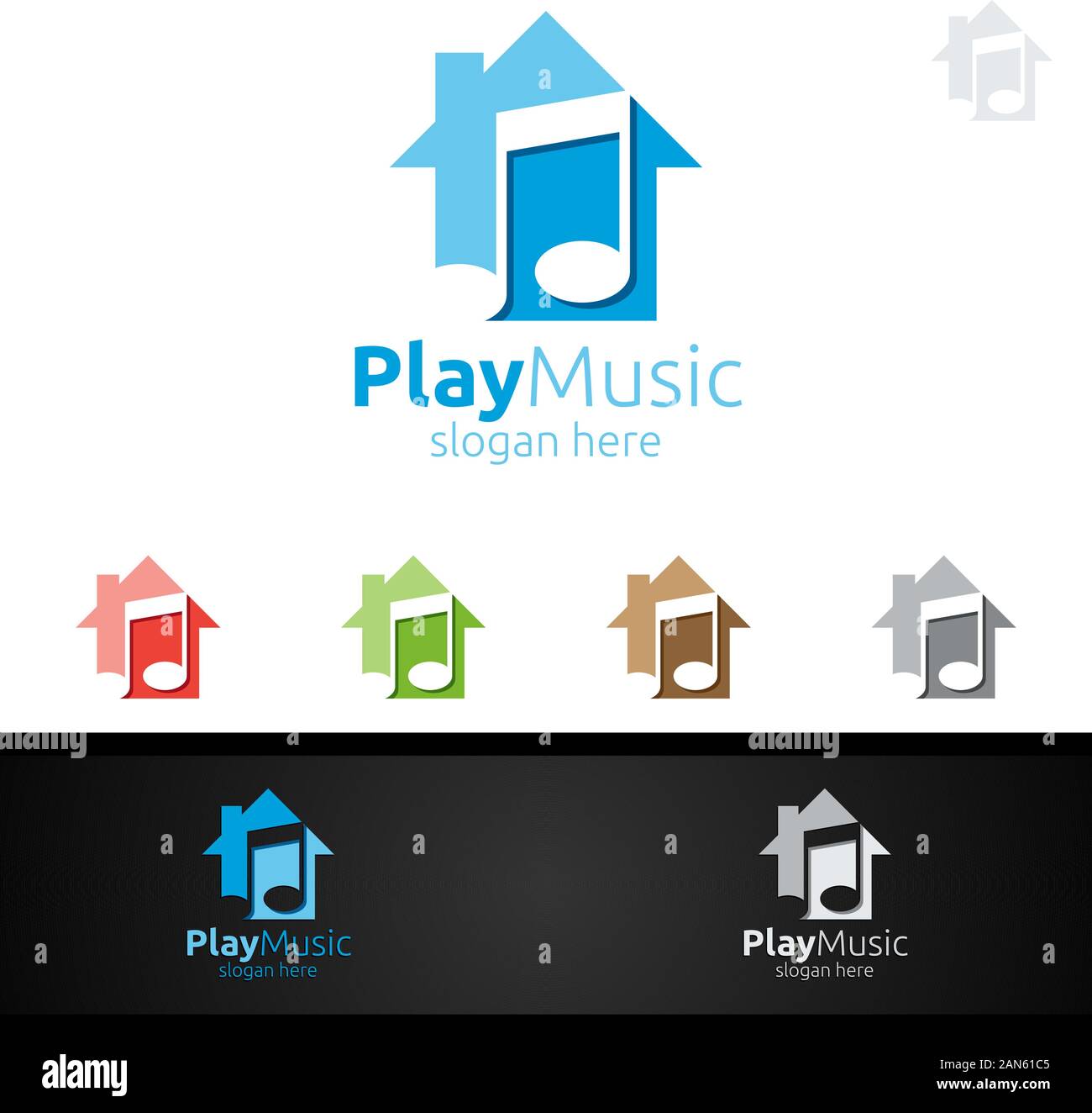 Music Logo with Note and House Concept Stock Vector Image & Art - Alamy
