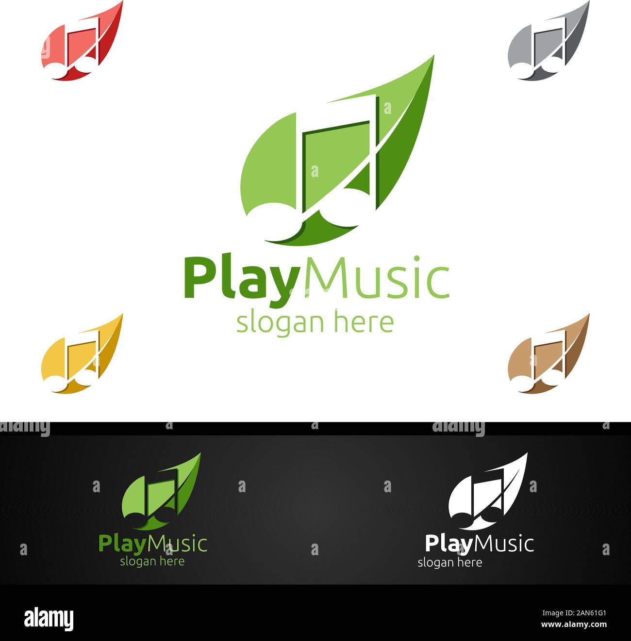Music Logo with Note and Leaf Concept Stock Vector Image & Art - Alamy