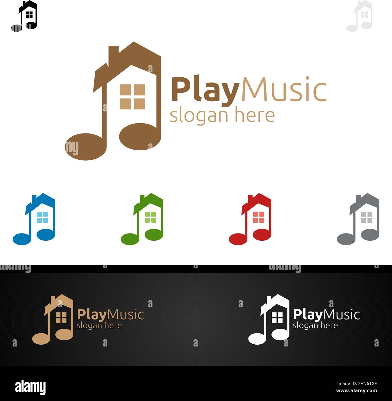 Music Logo with Note and House Concept Stock Vector Image & Art - Alamy
