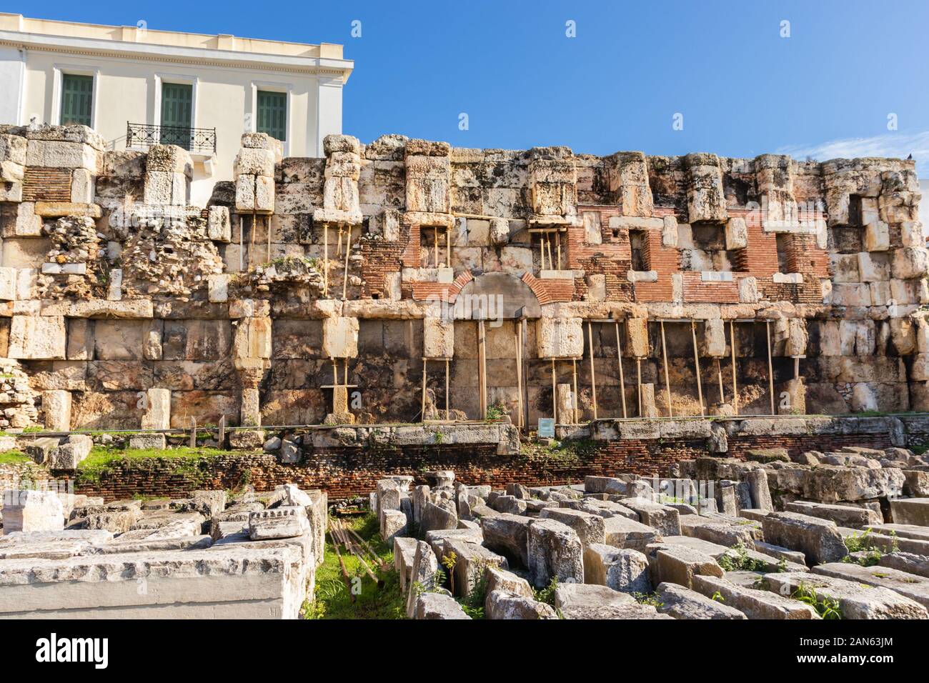 Different parts of ancient Hadrian's Library in Athens Greece Stock ...
