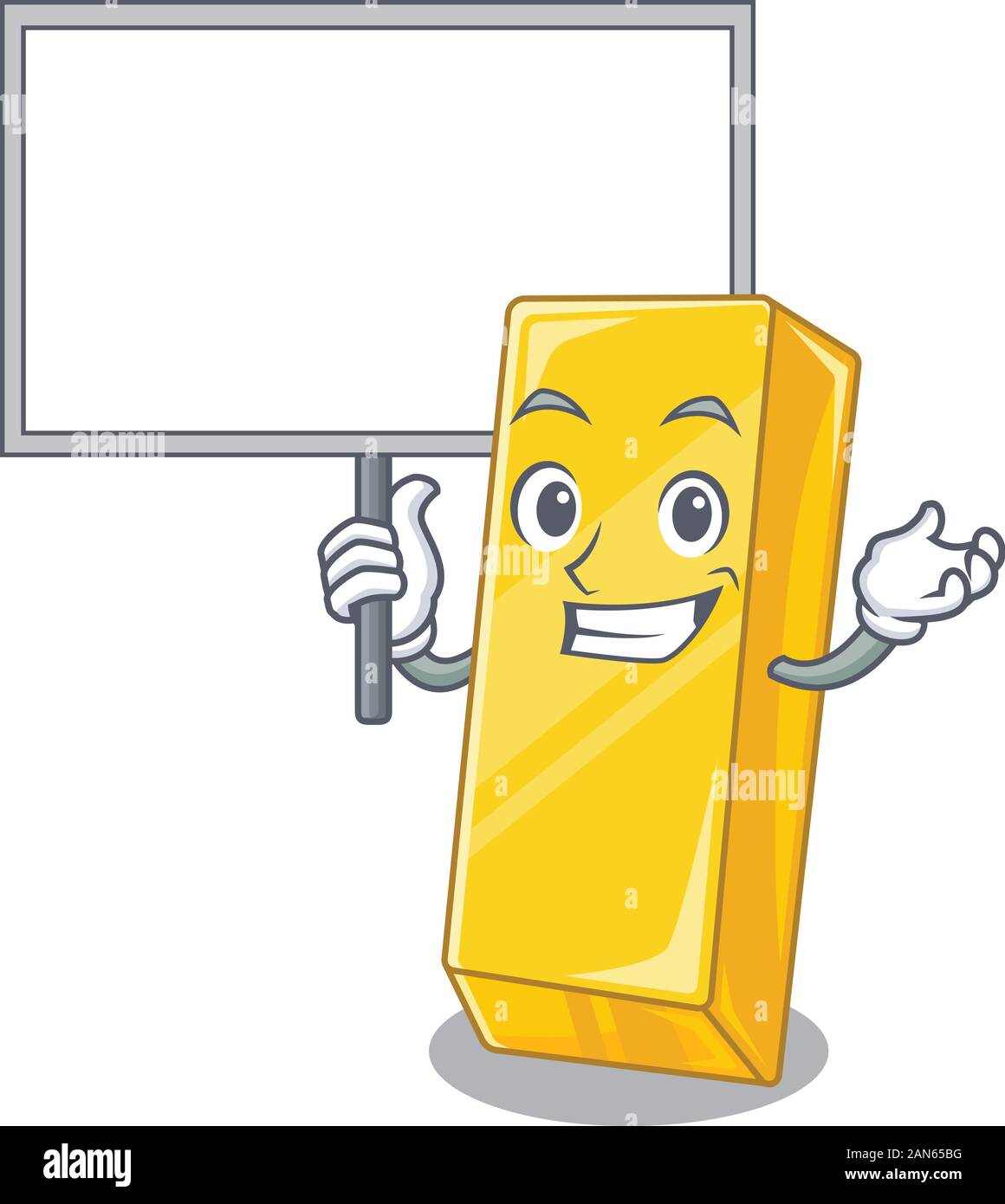 A cute picture of gold bar cute cartoon character bring a board Stock ...