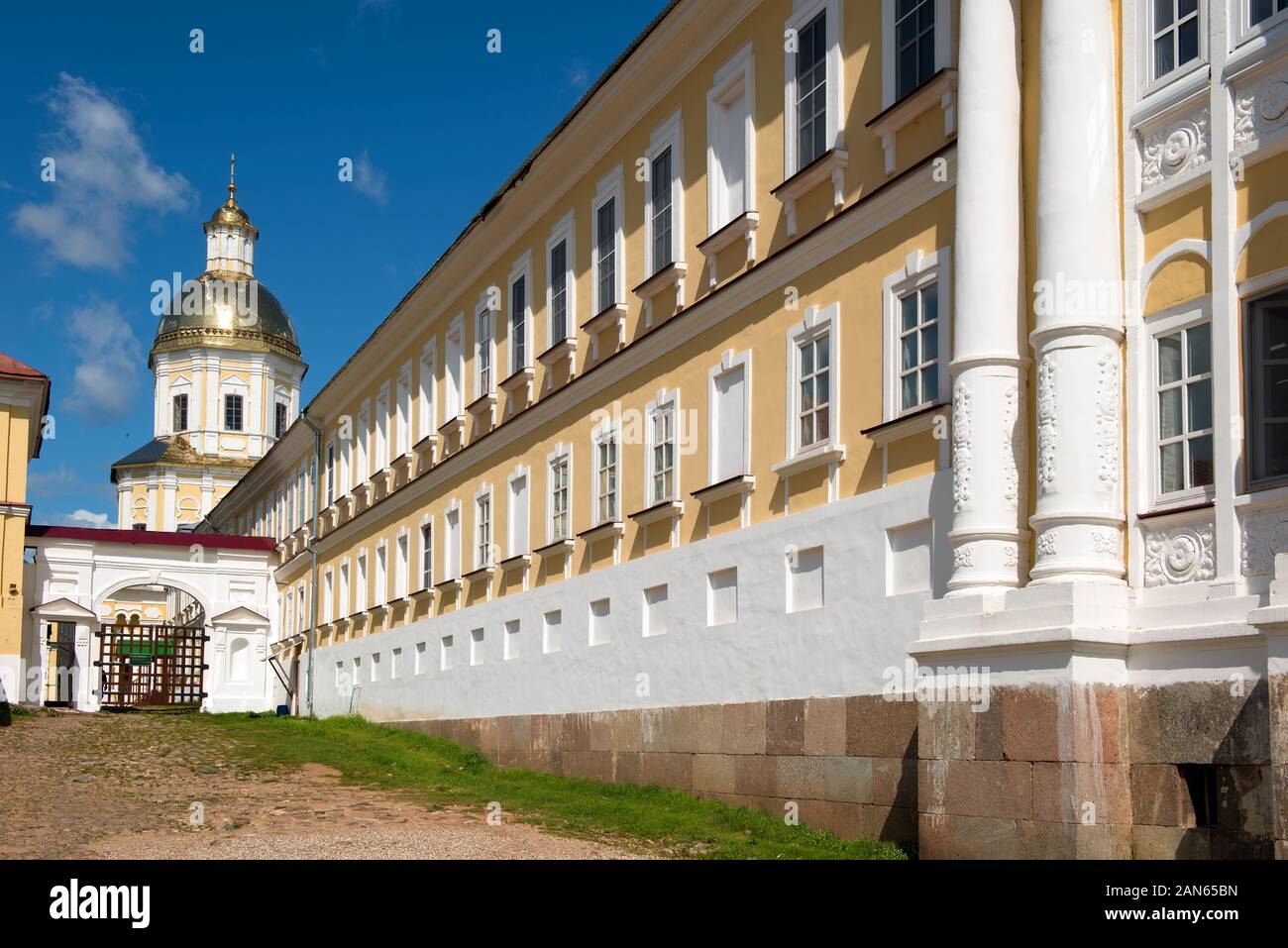 The building of the monastery hotel. Nilo-Stolobenskaya Pustyn. Is ...