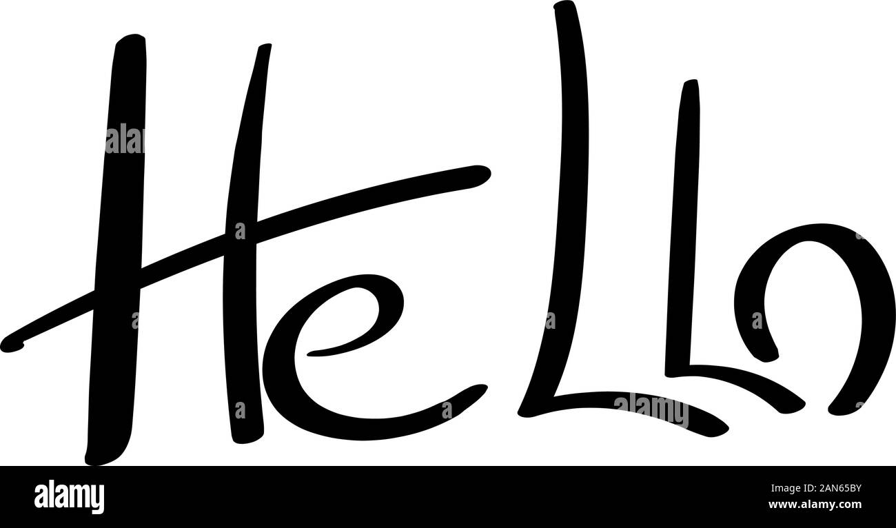 Hello hand-lettering. Vector hand drawn calligraphy word Stock Vector ...