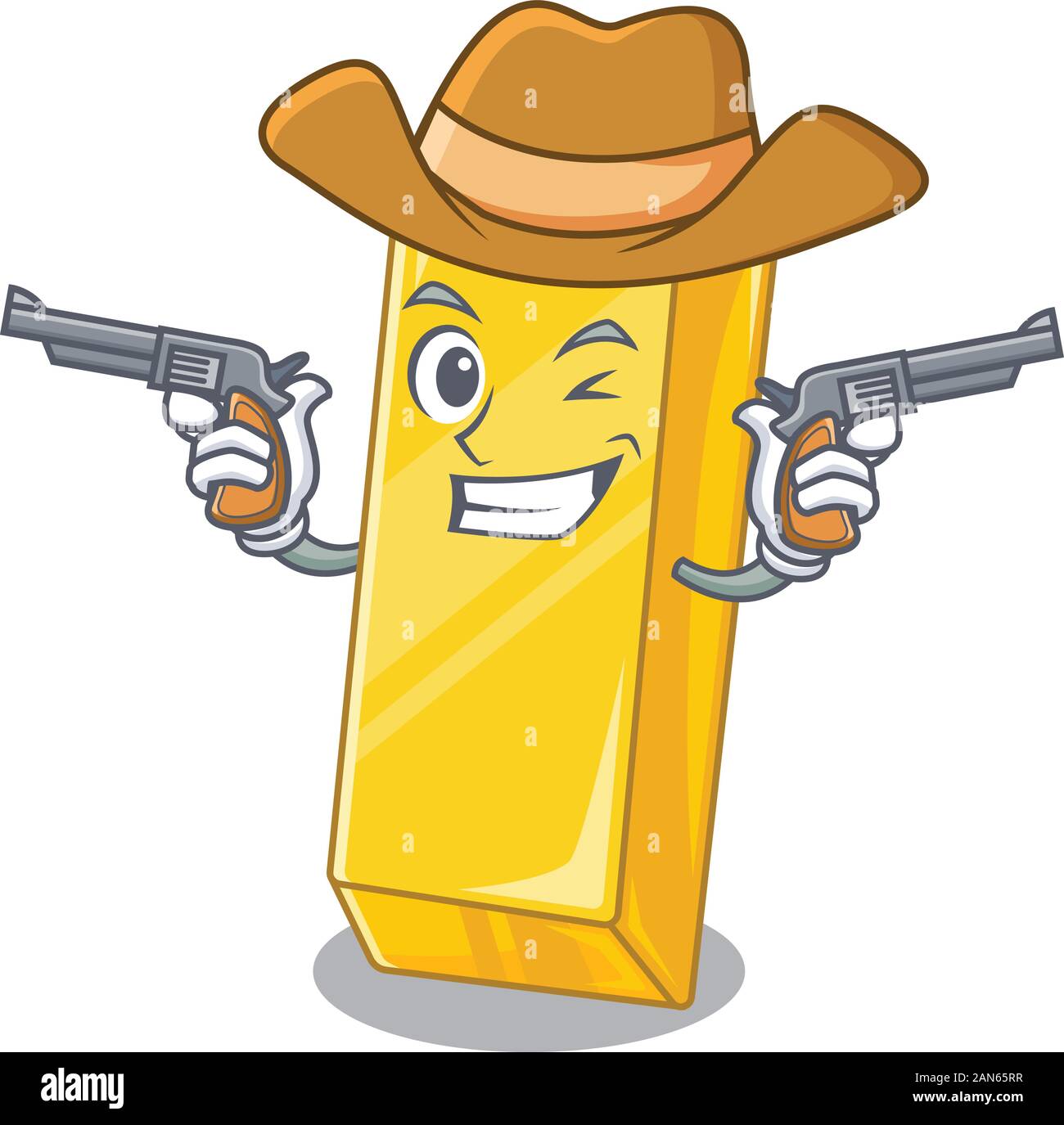 Gold bar dressed as a Cowboy having guns Stock Vector Image & Art - Alamy