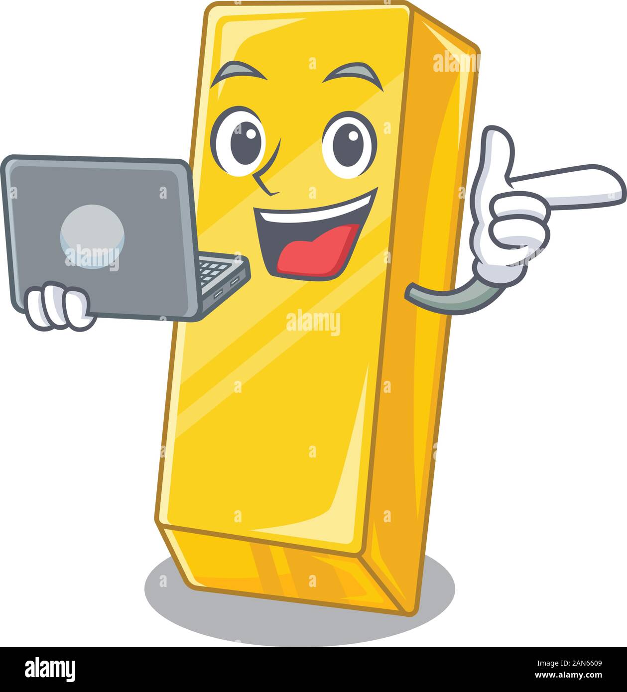 Smart character of gold bar working with laptop Stock Vector Image ...