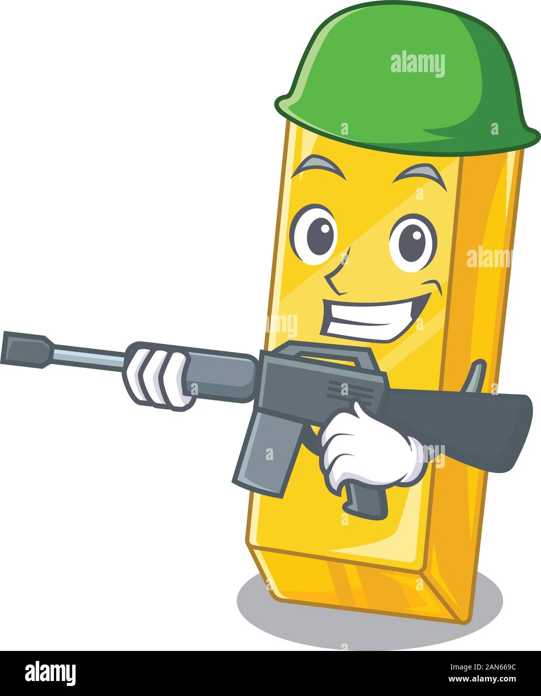 A cartoon design of gold bar Army with machine gun Stock Vector Image ...