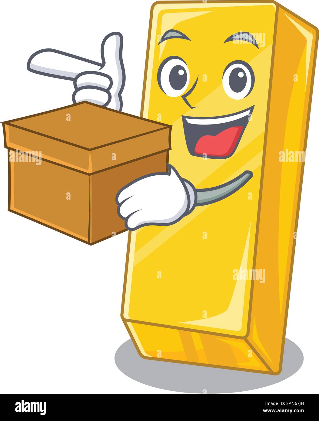 Cute gold bar cartoon character having a box Stock Vector Image & Art ...