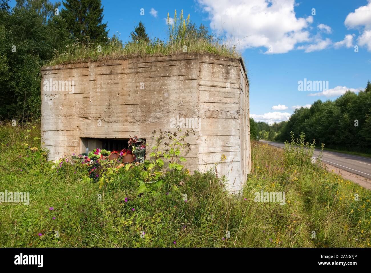 Soviet reinforced concrete pillbox surviving from the Second World War ...