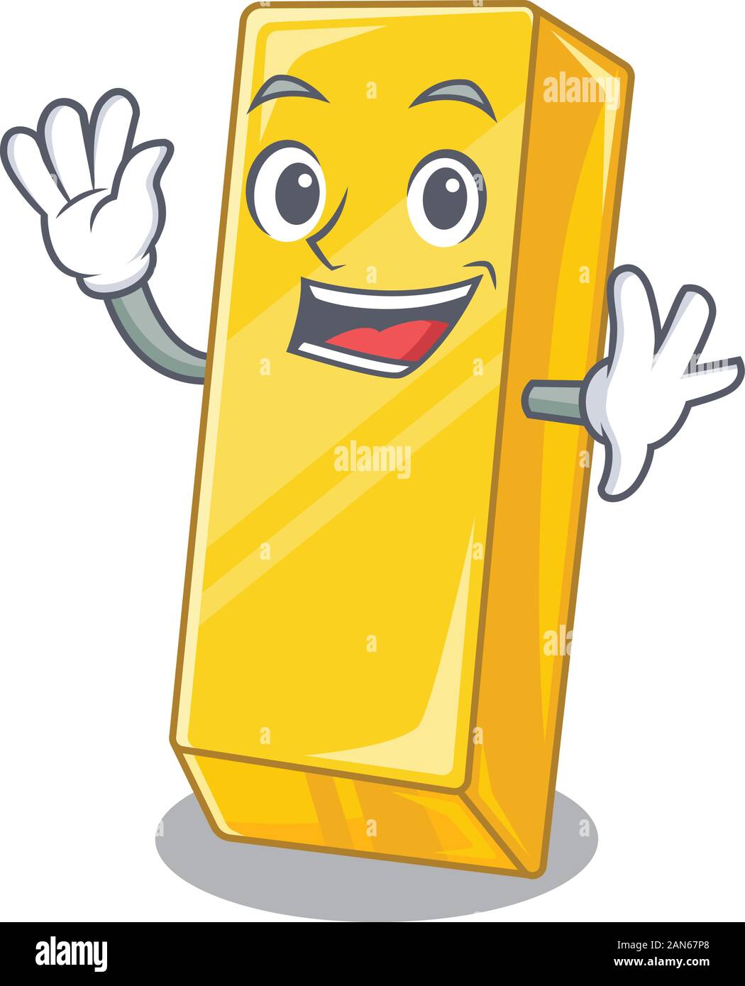 Waving friendly gold bar cartoon character design Stock Vector Image ...