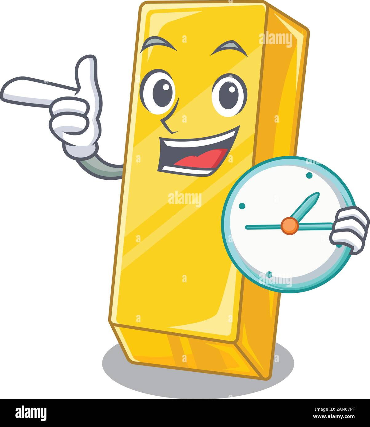 cartoon character style gold bar having clock Stock Vector Image & Art ...