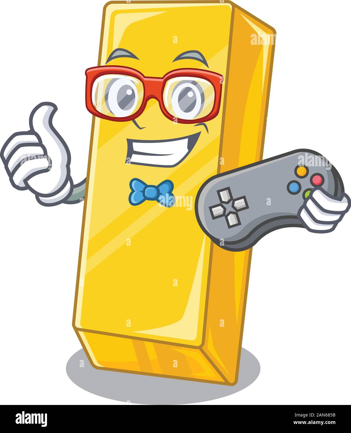 Smiley gamer gold bar cartoon mascot style Stock Vector Image & Art - Alamy