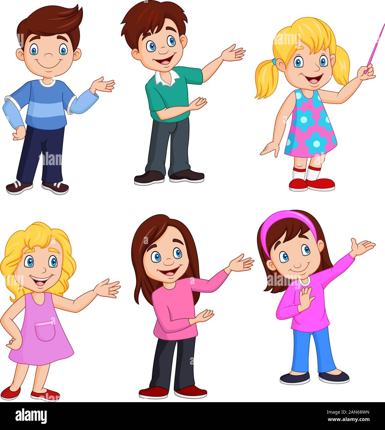 Cartoon kids with different posing Stock Vector Image & Art - Alamy
