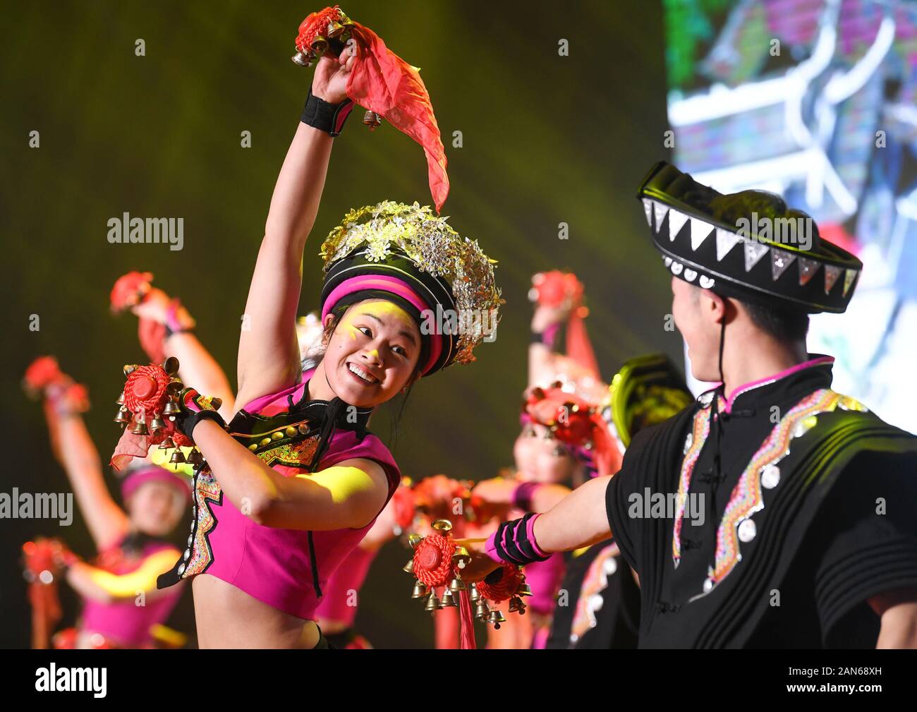 Pengshui, China's Chongqing Municipality. 12th Jan, 2020. Performers ...