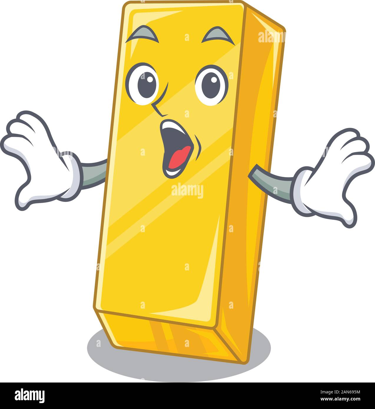 Gold bar cartoon character design on a surprised gesture Stock Vector ...