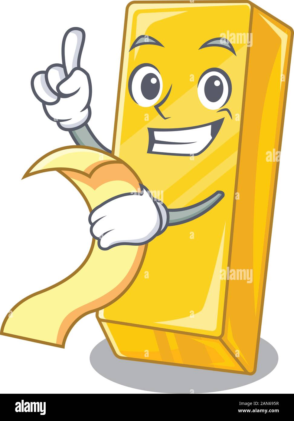 A funny cartoon character of gold bar with a menu Stock Vector Image ...